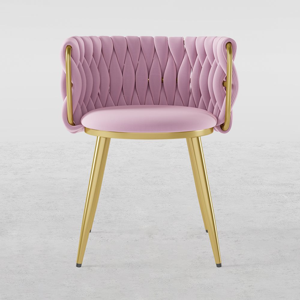 Nordic Pink Barrel Back Dining Chair Round Accent Chair with Velvet ...