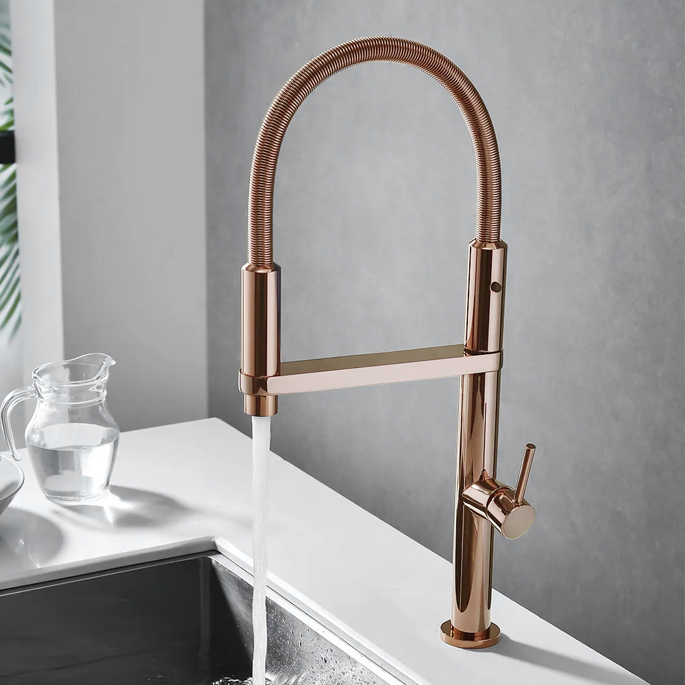 Rose Gold Monobloc High Arc Magnetic Kitchen Mixer Tap Dual-function ...