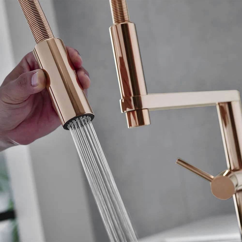 Rose Gold Monobloc High Arc Magnetic Kitchen Mixer Tap Dual-function ...