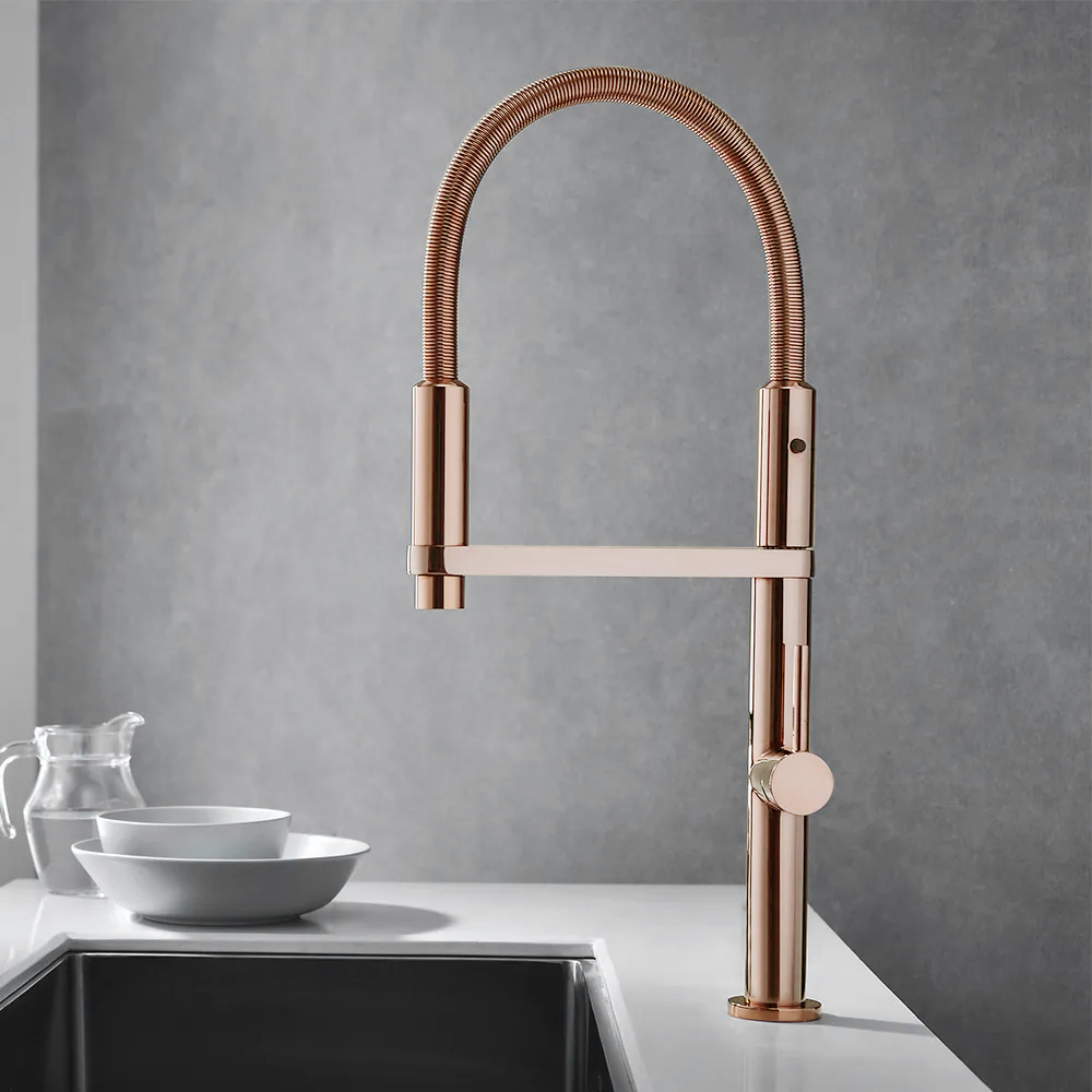 Rose Gold Monobloc High Arc Magnetic Kitchen Mixer Tap Dual-function ...