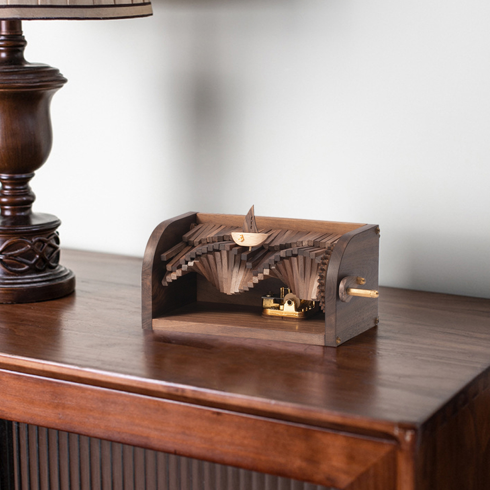 Black Walnut Solid Wood Modern Music Box Romantic Gift - Home ...