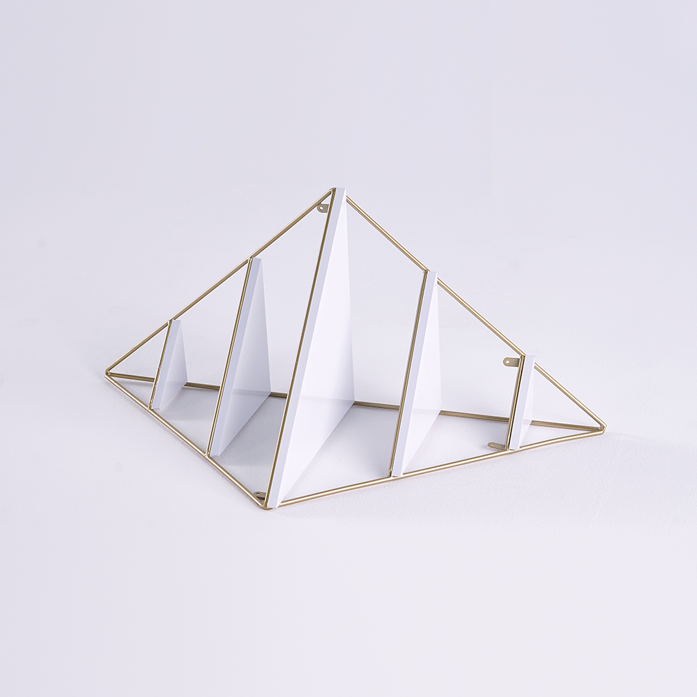 Modern Corner Wall Shelves Triangle Floating Shelves in Gold & White ...