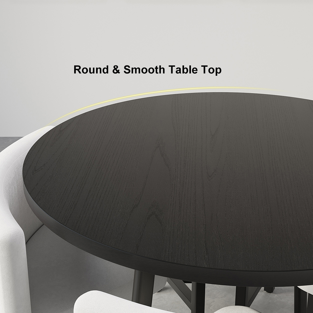 1000mm Round Wooden Small Nesting Dining Table Set for 4 White ...