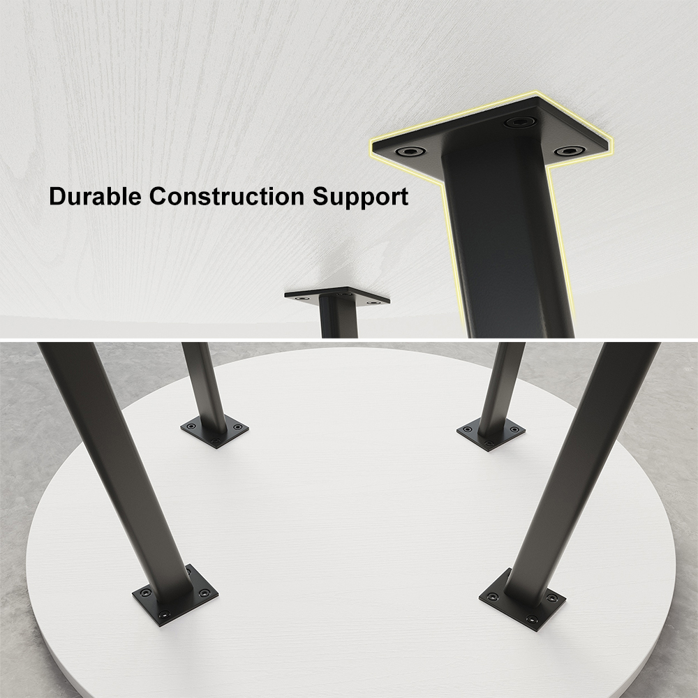 1000mm Round Wooden Small Nesting Dining Table Set for 4 Black ...