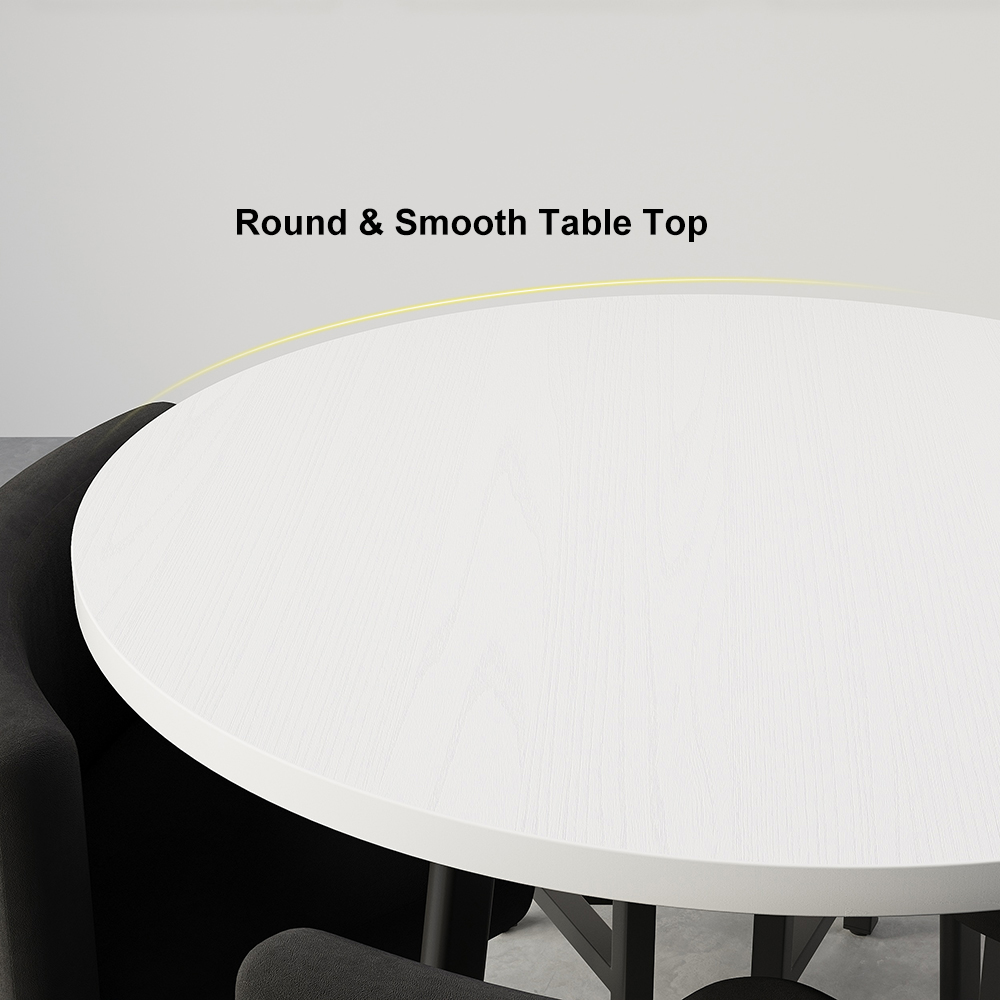 1000mm Round Wooden Small Nesting Dining Table Set for 4 Black ...