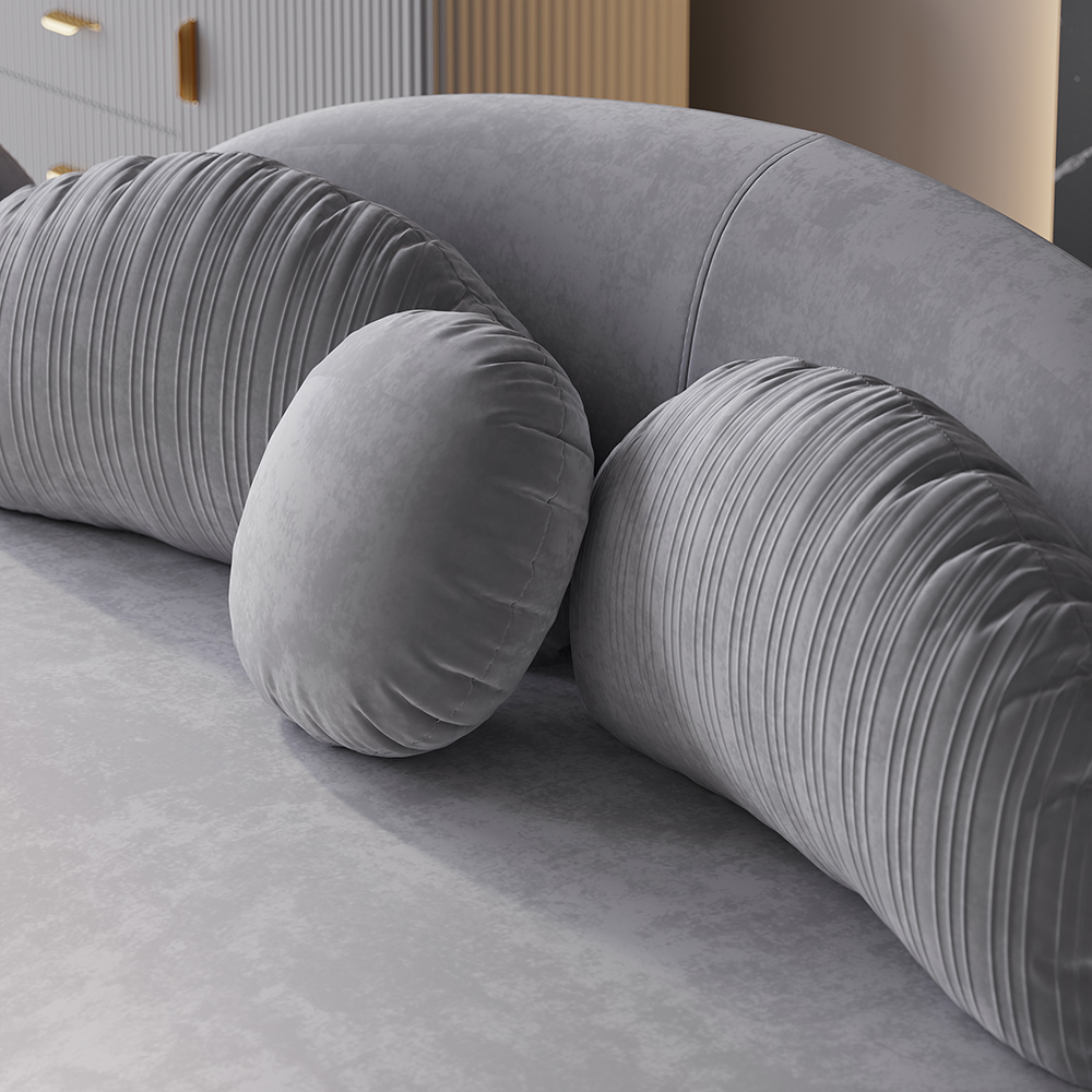 118" Modern Light Gray Curved Velvet Sectional Modular Sofa for Living ...