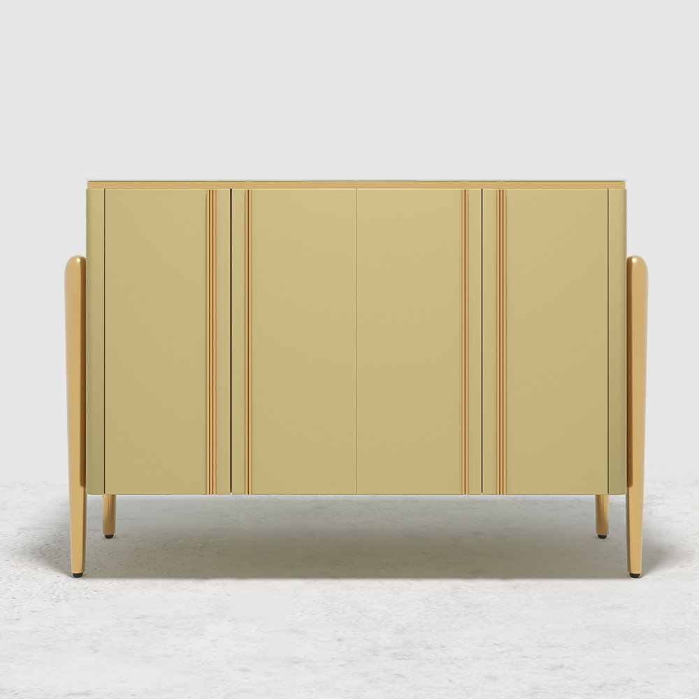 Salley Modern Champagne Sideboard Buffet 4 Doors & Shelves Tempered ...