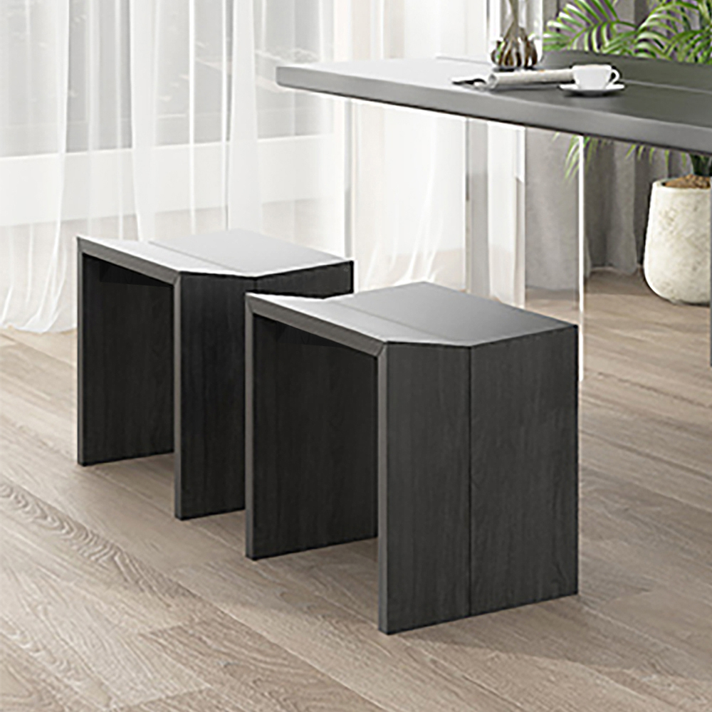 Farmhouse Modern Backless Dining Chair Wood Dining Stool Black (Set of ...