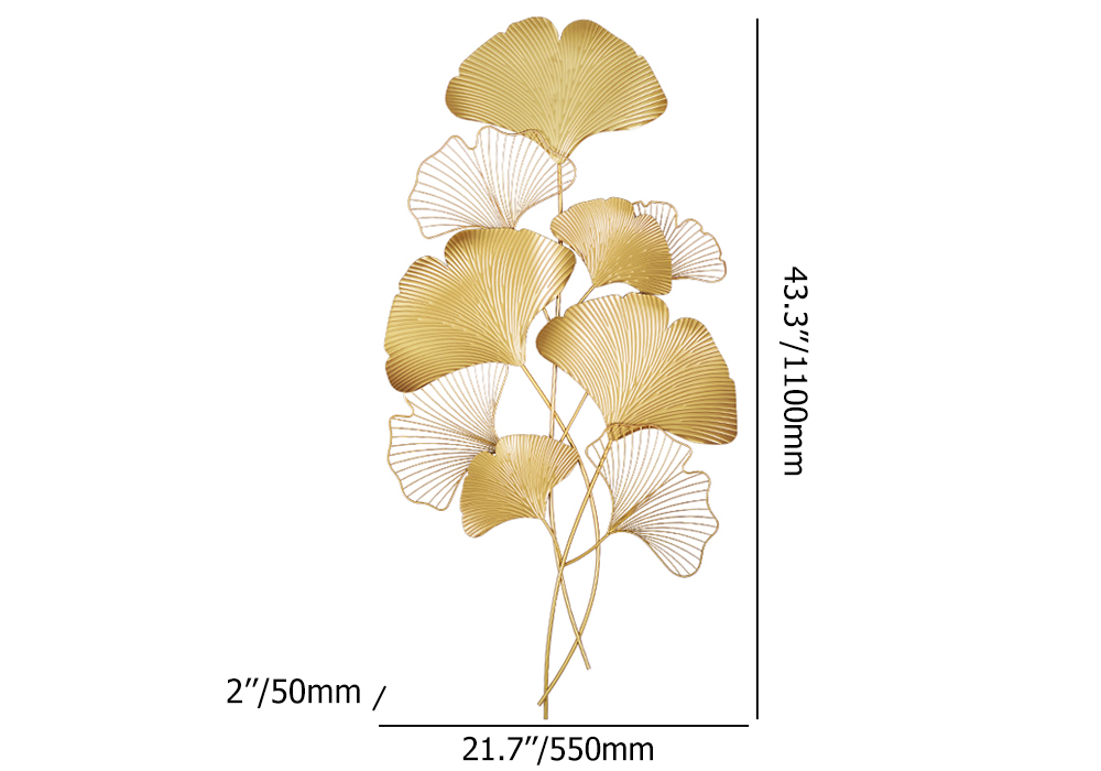 Modern Metal Ginkgo Leaves Wall Decor Home Hanging Art in Gold - Wall ...
