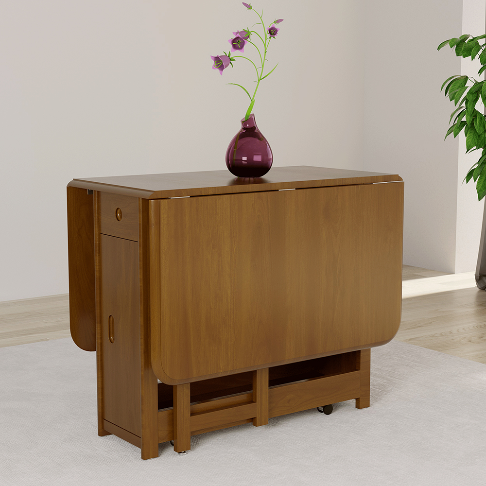 57" Modern Solid Wood Folding 5 Piece Dining Table Set for 4 in Walnut ...