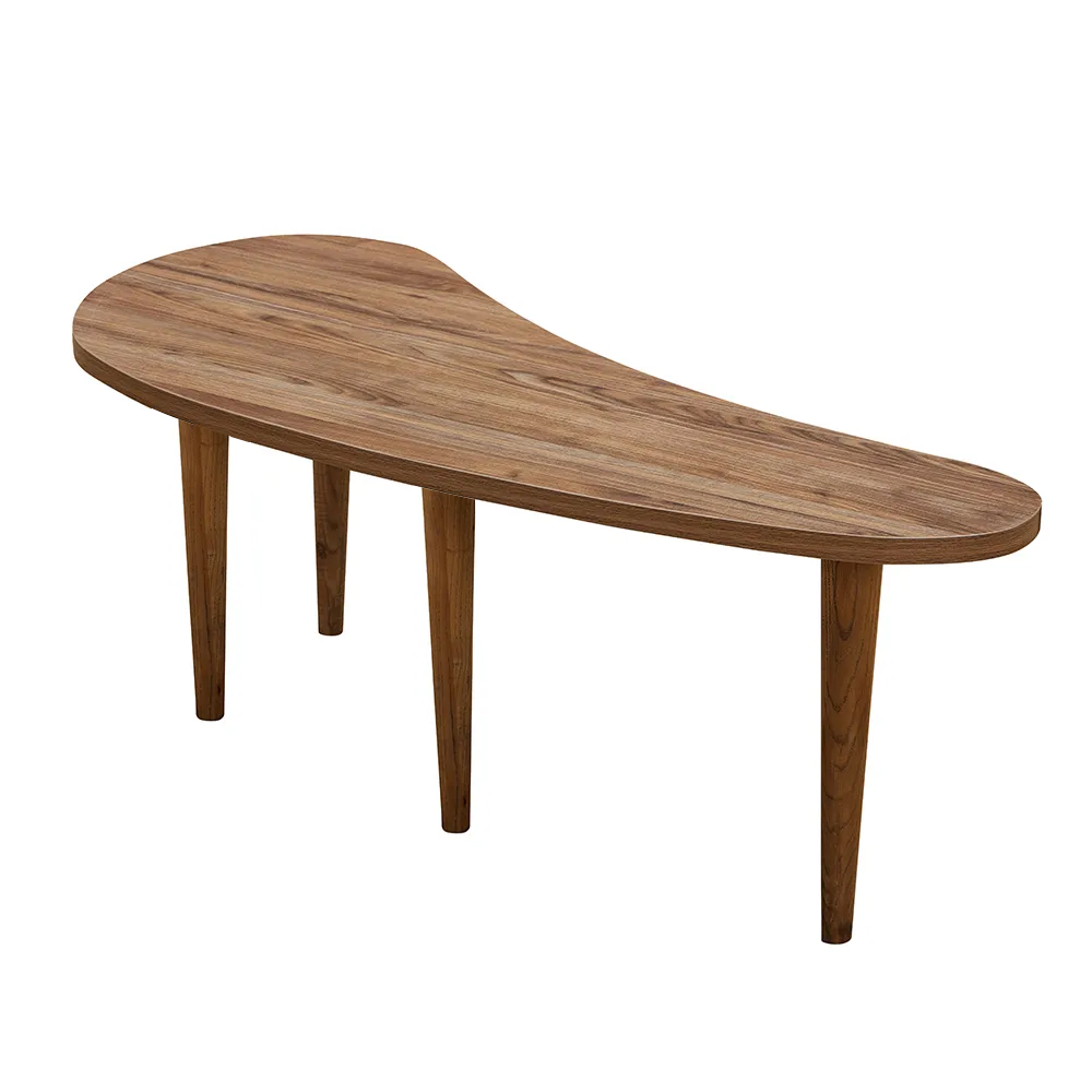 48" Modern Wood Abstract Coffee Table in Walnut with 3 legs - Living ...