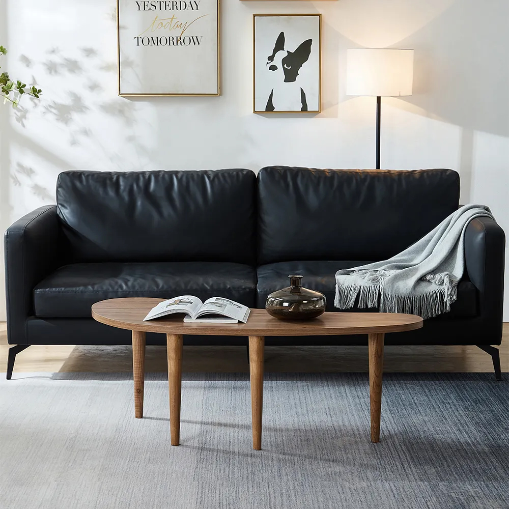 48" Modern Wood Abstract Coffee Table in Walnut with 3 legs - Living ...