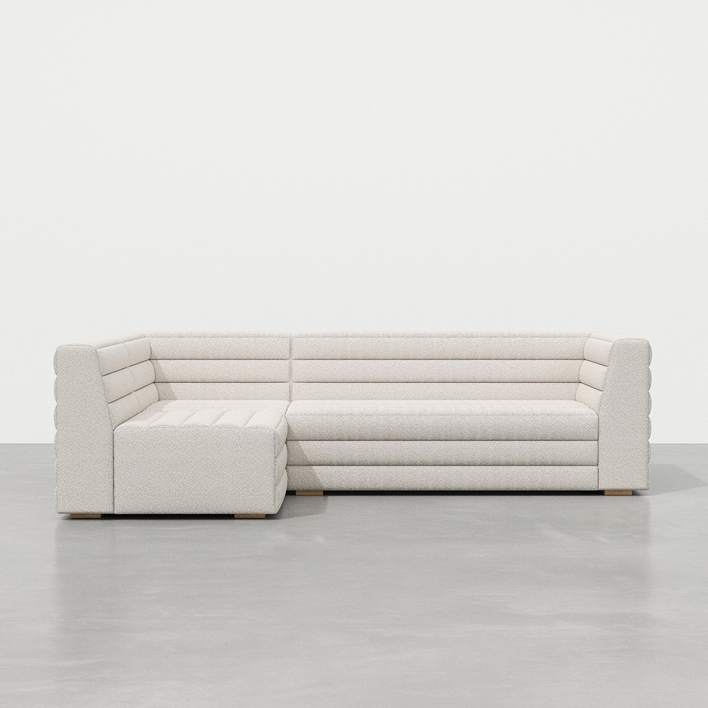 98" L-Shaped Modern White Boucle Modular Sectional Sofa Left Hand for 4 ...