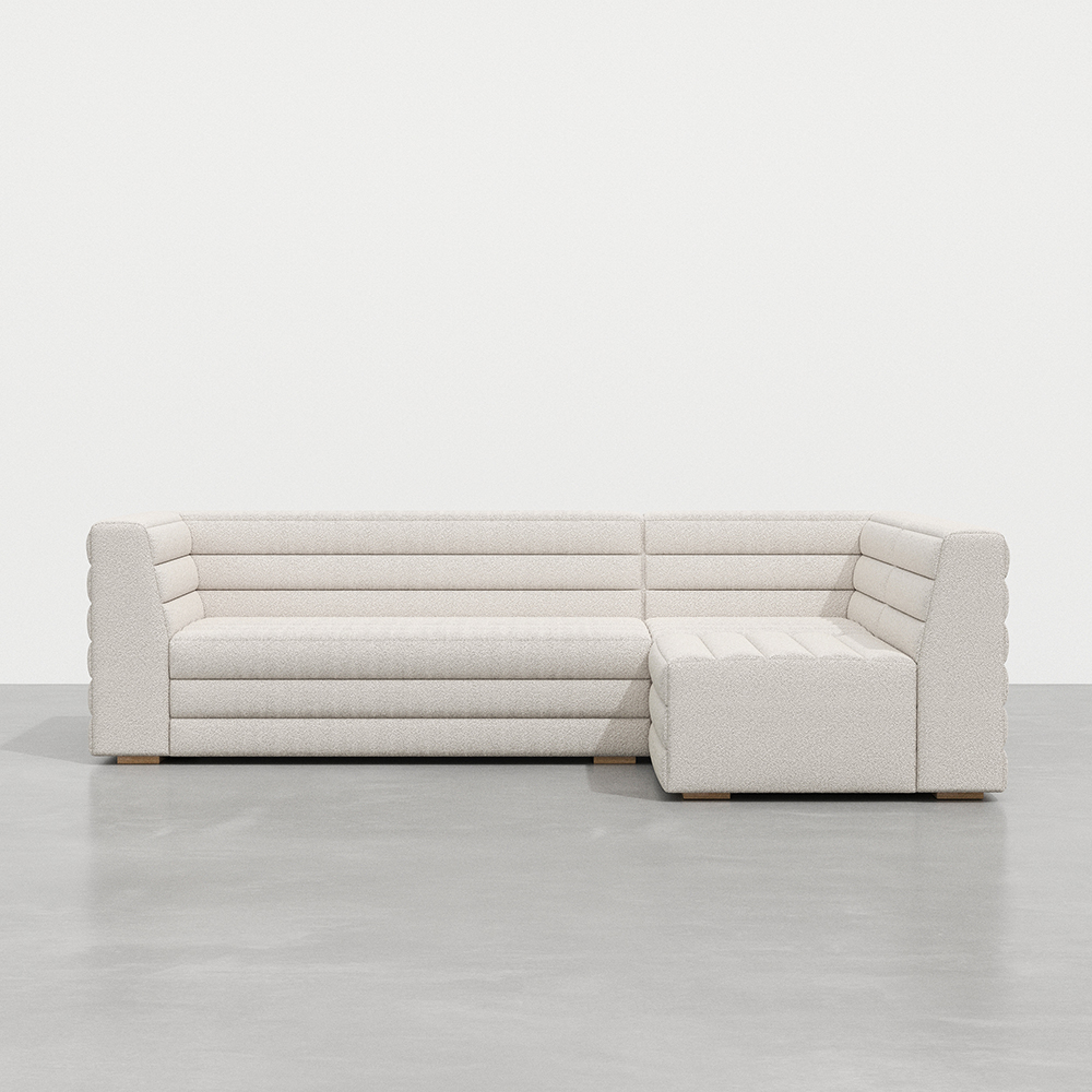 98" Modern L-Shaped White Boucle Modular Sectional Sofa Right Hand 4 ...