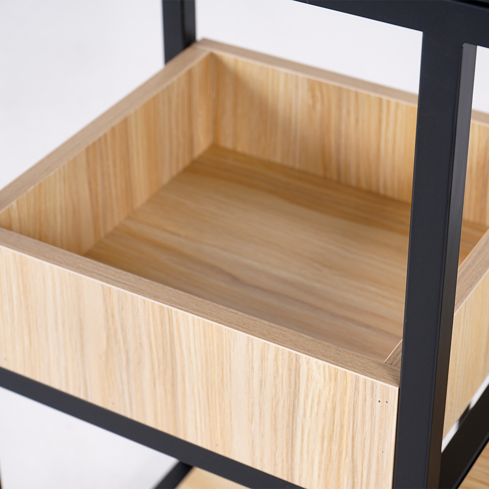 78" Modern Black Steel Geometric Bookcase 6-Tier Bookshelf Wooden Tall ...