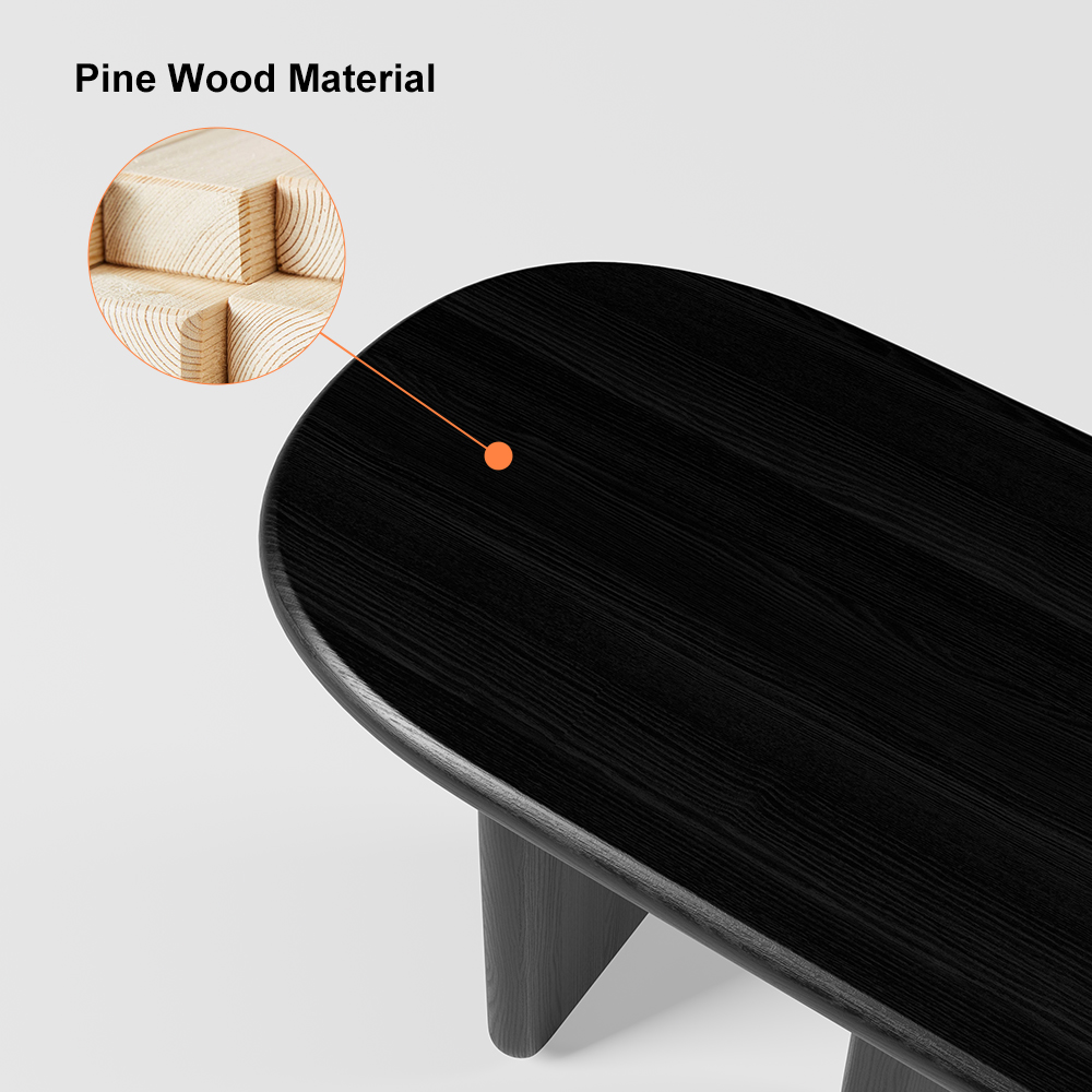 1400mm Oval Black Wood Home Office Desk with Triple Pedestal Base Pine ...