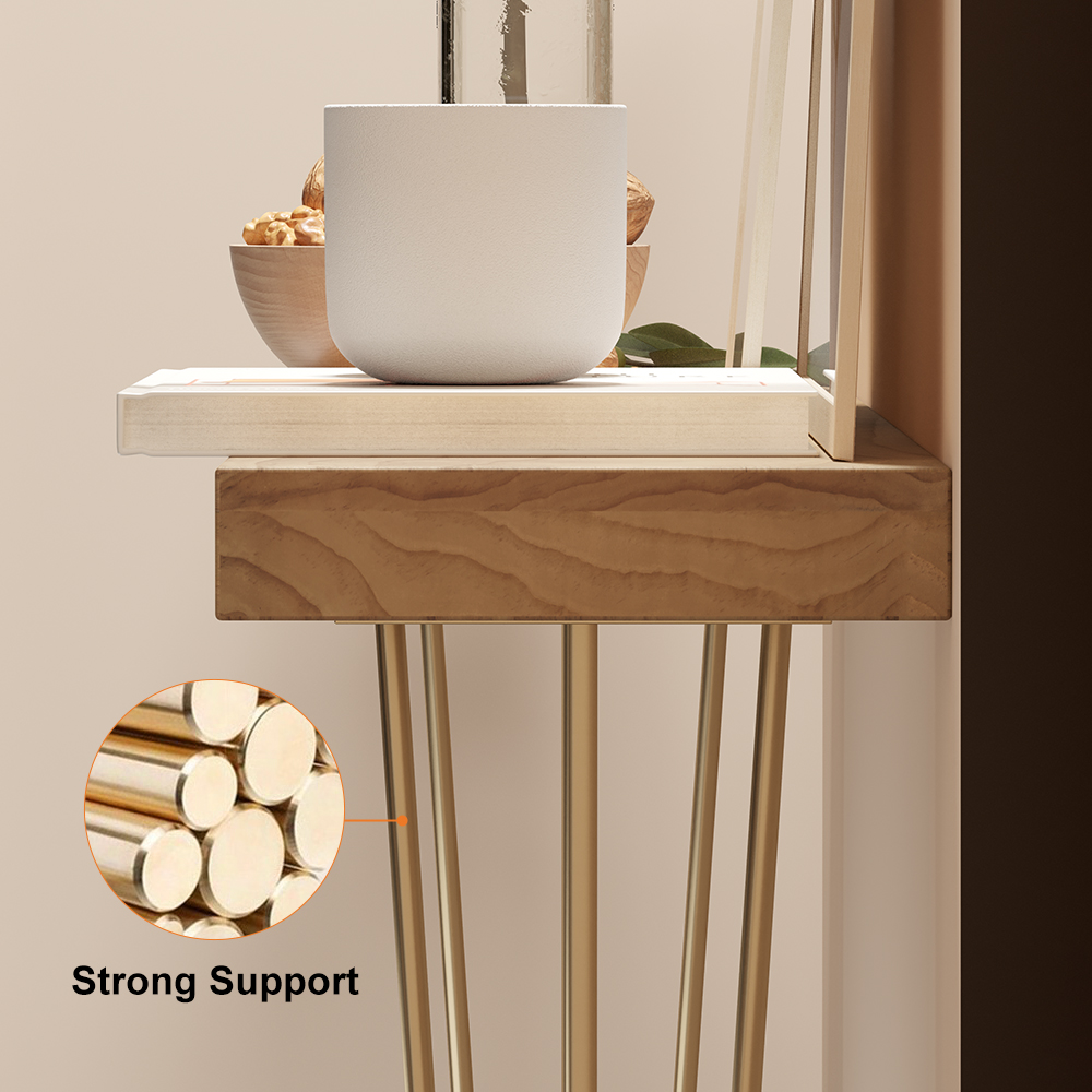 1500mm Rustic Walnut Narrow Rectangle Console Table with Wooden Top ...