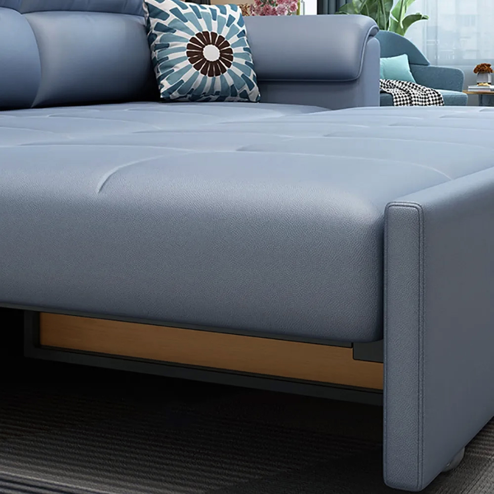 74" Blue Full Sleeper Convertible Sofa with Storage & Pockets Sofa Bed ...