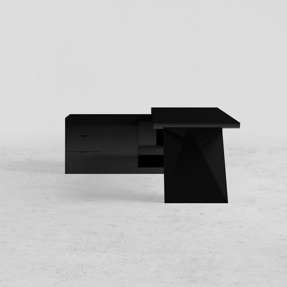 709 Modern Black L Shape Executive Desk Drawers And Cabinet Large Office Desk Left Hand Office