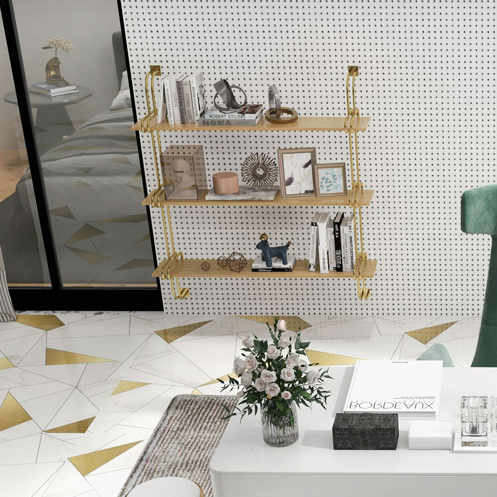 3-Tier Luxury Floating Shelves Wall Shelf in MDF Wall Mounted Shelves ...