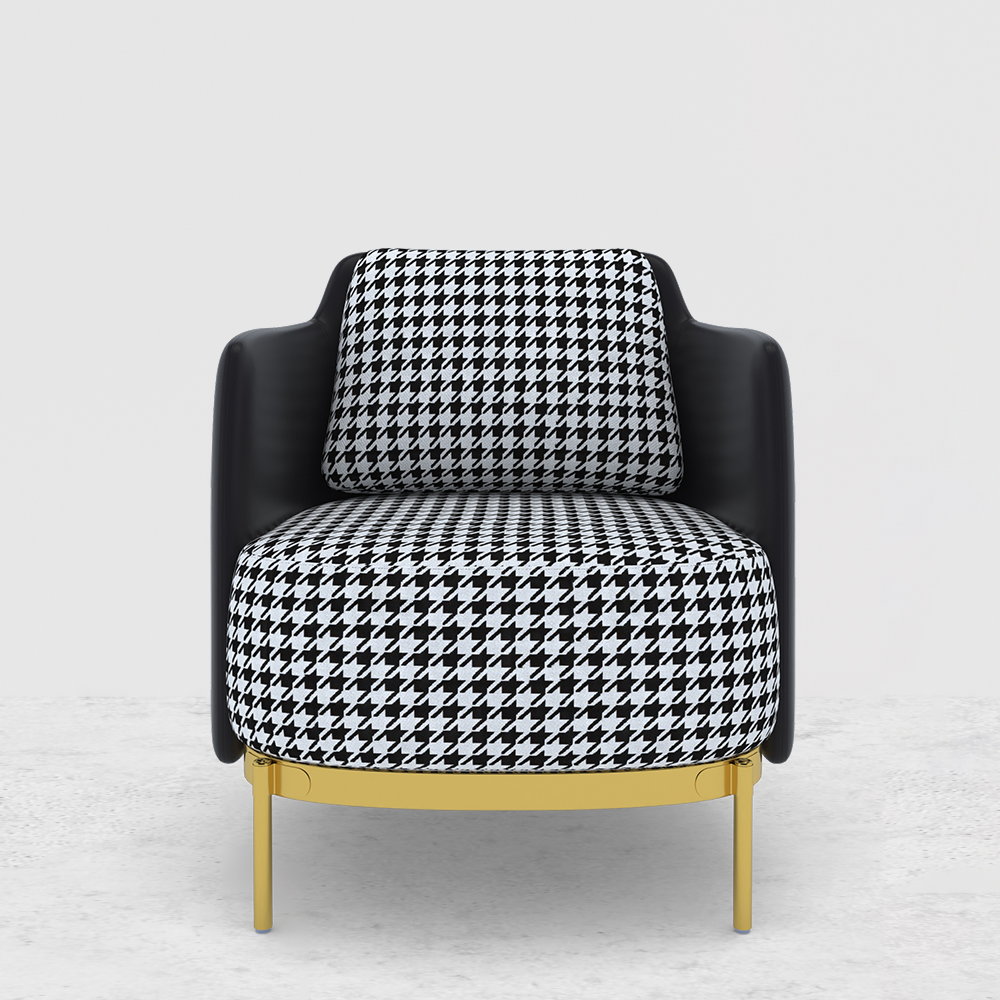 Modern Houndstooth Accent Chair with Linen Upholstery for Living Room ...