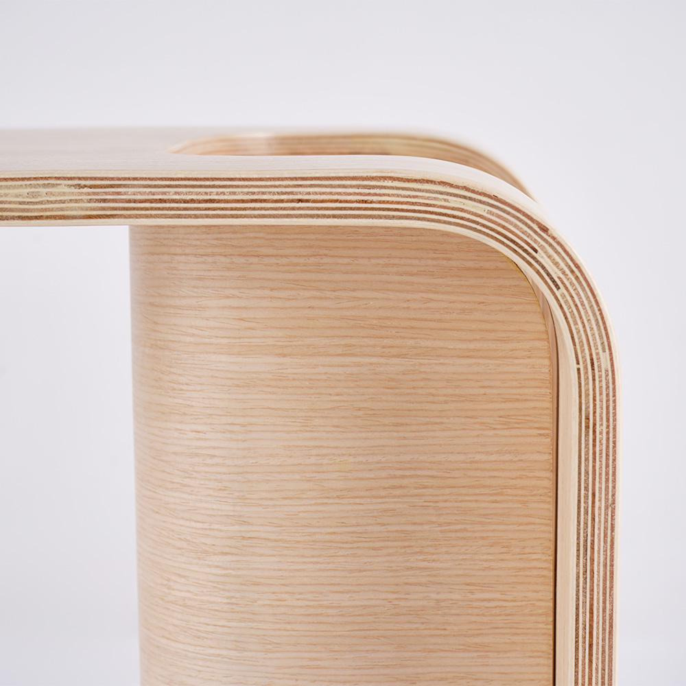 Oak Wood C-Style End Table with Magazine Rack Organizer C Side Table in ...