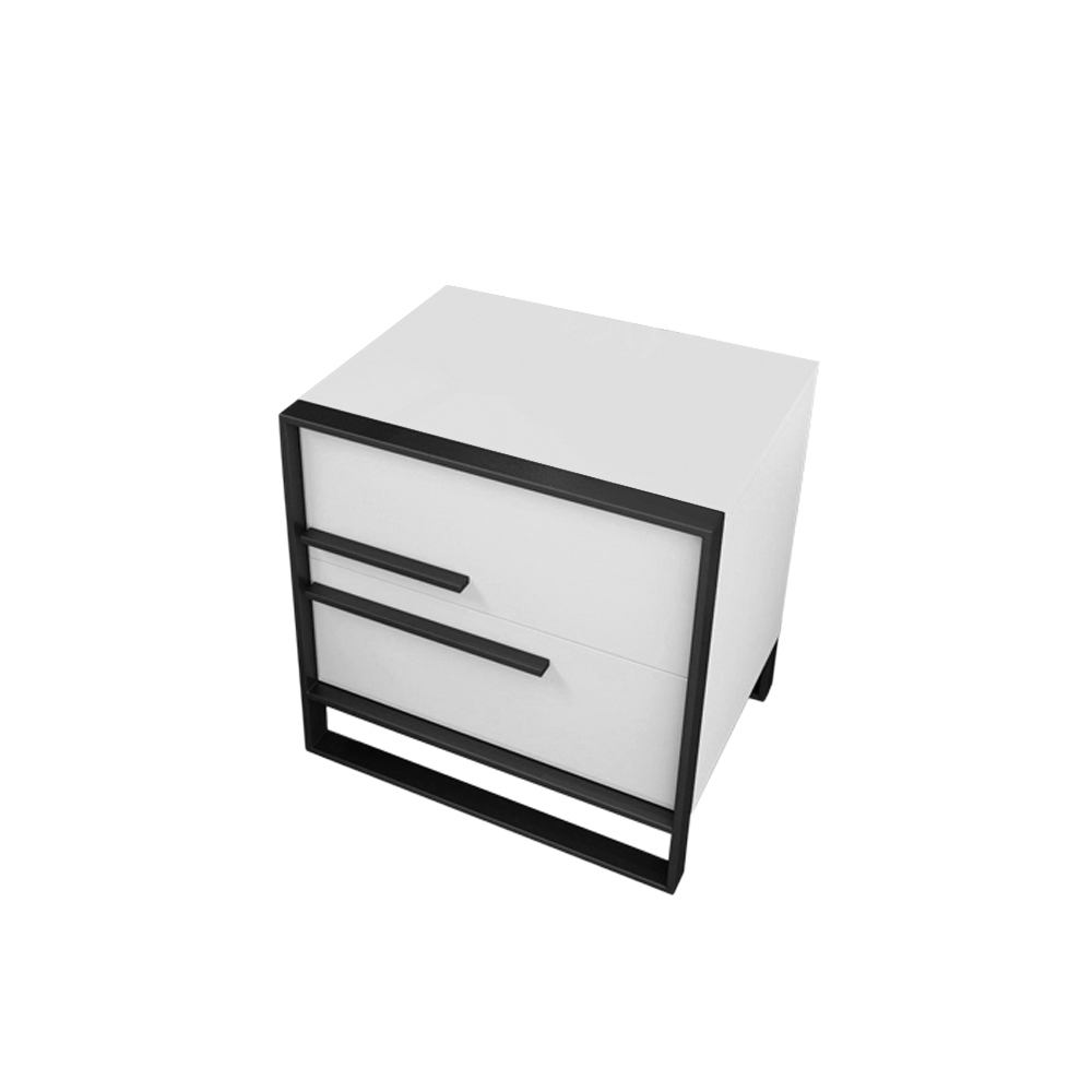 Cylina Modern White Nightstand With 2 Drawers Bedside Table With Storage Left Handle Bedroom