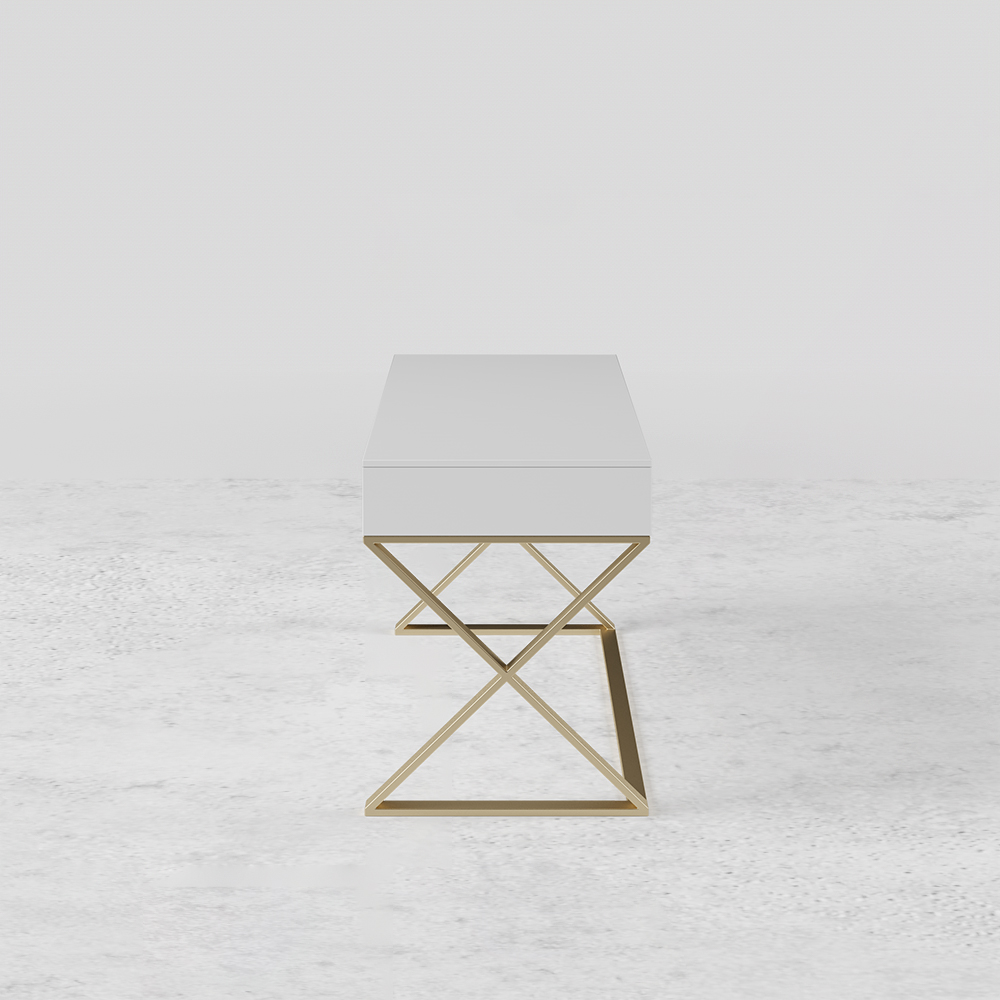 55" White Office Desk with Drawer Rectangular Modern Computer Desk ...