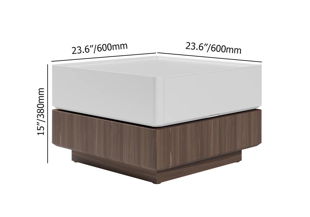 Modern Square Swivel Rotating Coffee Table with 2 Drawers in White ...