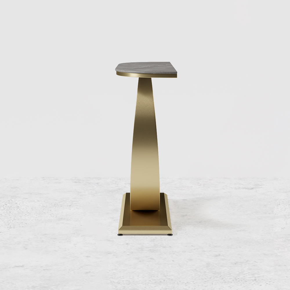 39.4" Narrow Console Table Gray Sintered Stone Entryway Table with Half ...