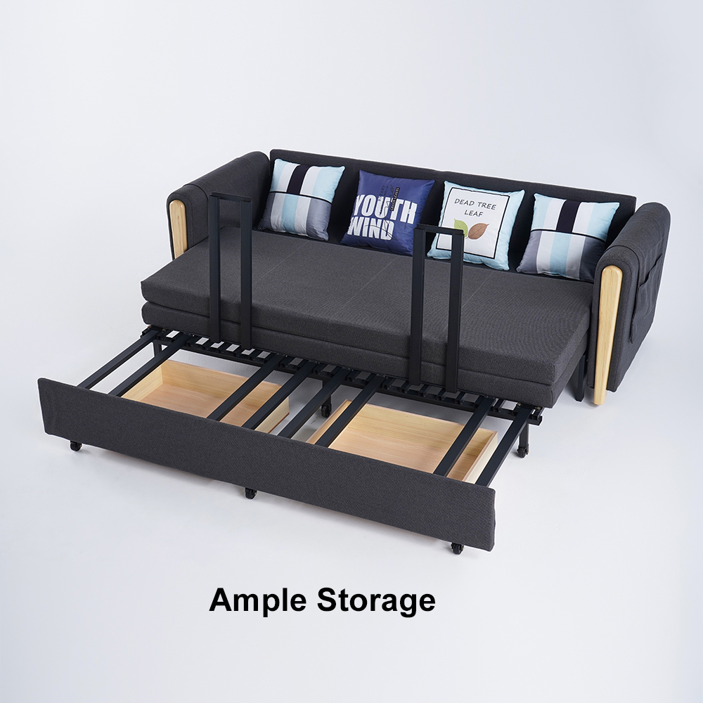 82" Full Sleeper Sofa Upholstered Convertible Sofa Bed with Storage ...