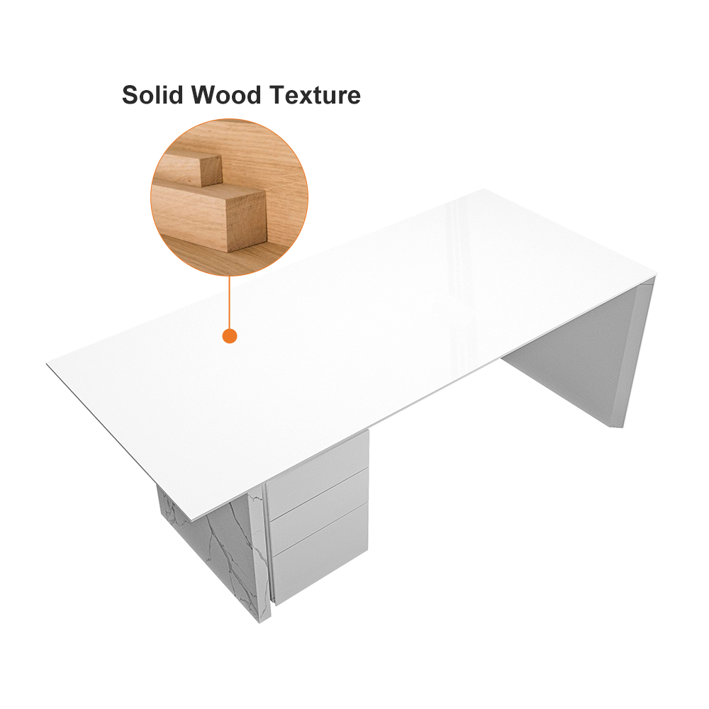 60" Modern Wooden Desk White Home Office Desk with Filing Cabinet ...