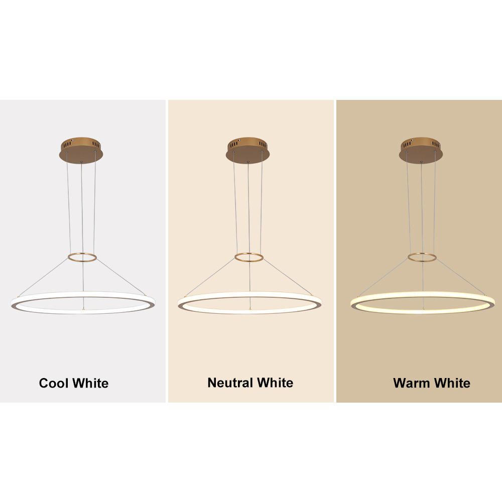 Minimalist Gold LED Round Chandelier Geometric Pendant Light Dimmable ...
