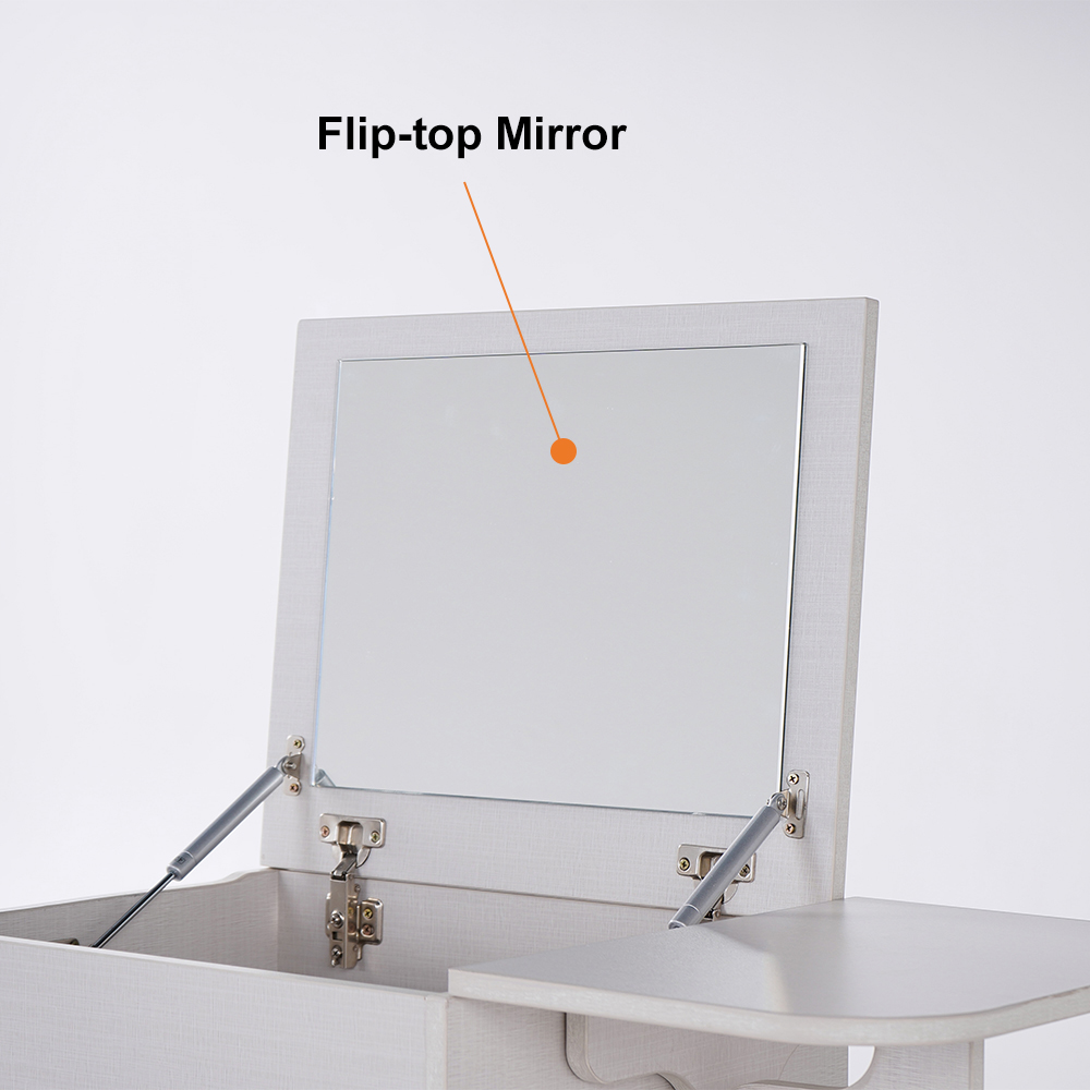 Nordic Flip Top White Makeup Vanity Mini with Stool & Mirror - Bedroom ...