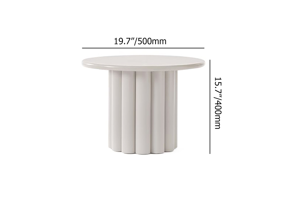 Modern White Fluted Side Table Round Wood End Table with Unique Design ...