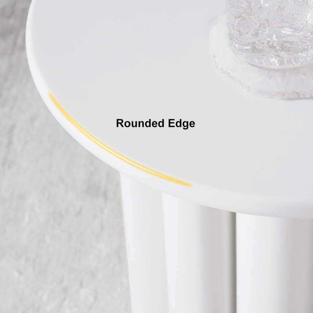 Modern White Fluted Side Table Round Wood End Table with Unique Design ...