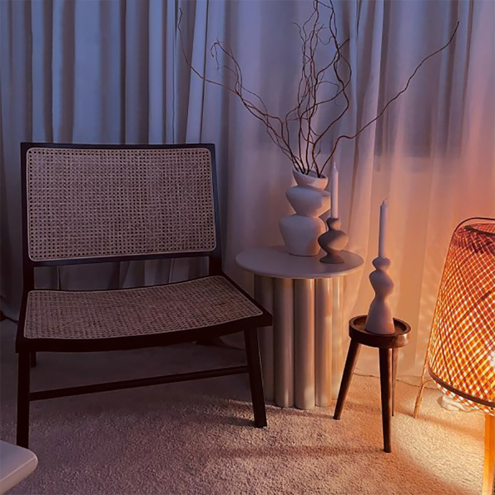 Modern White Fluted Side Table Round Wood End Table with Unique Design ...