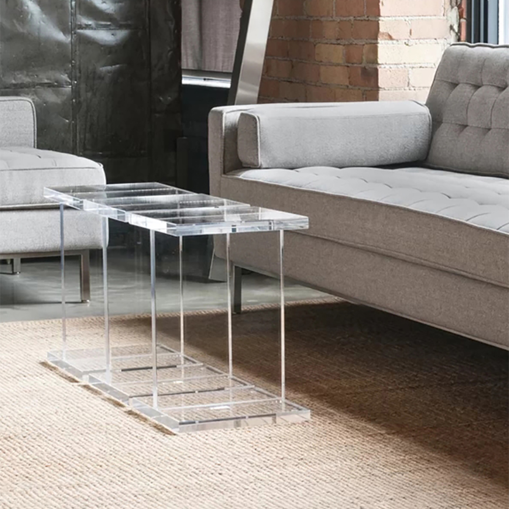 Square Clear Acrylic End Table Modern Side Table - Living Room ...