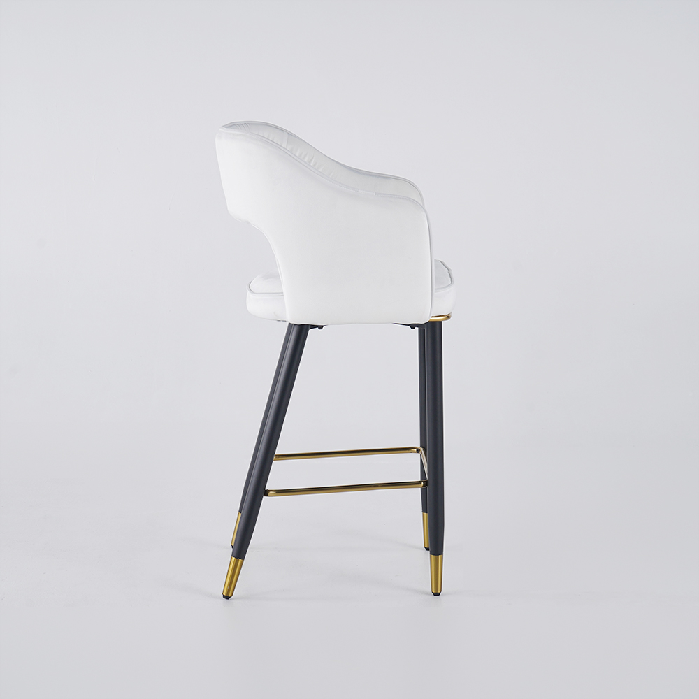 Modern White Velvet Upholstered Counter Height Bar Stool with Back ...