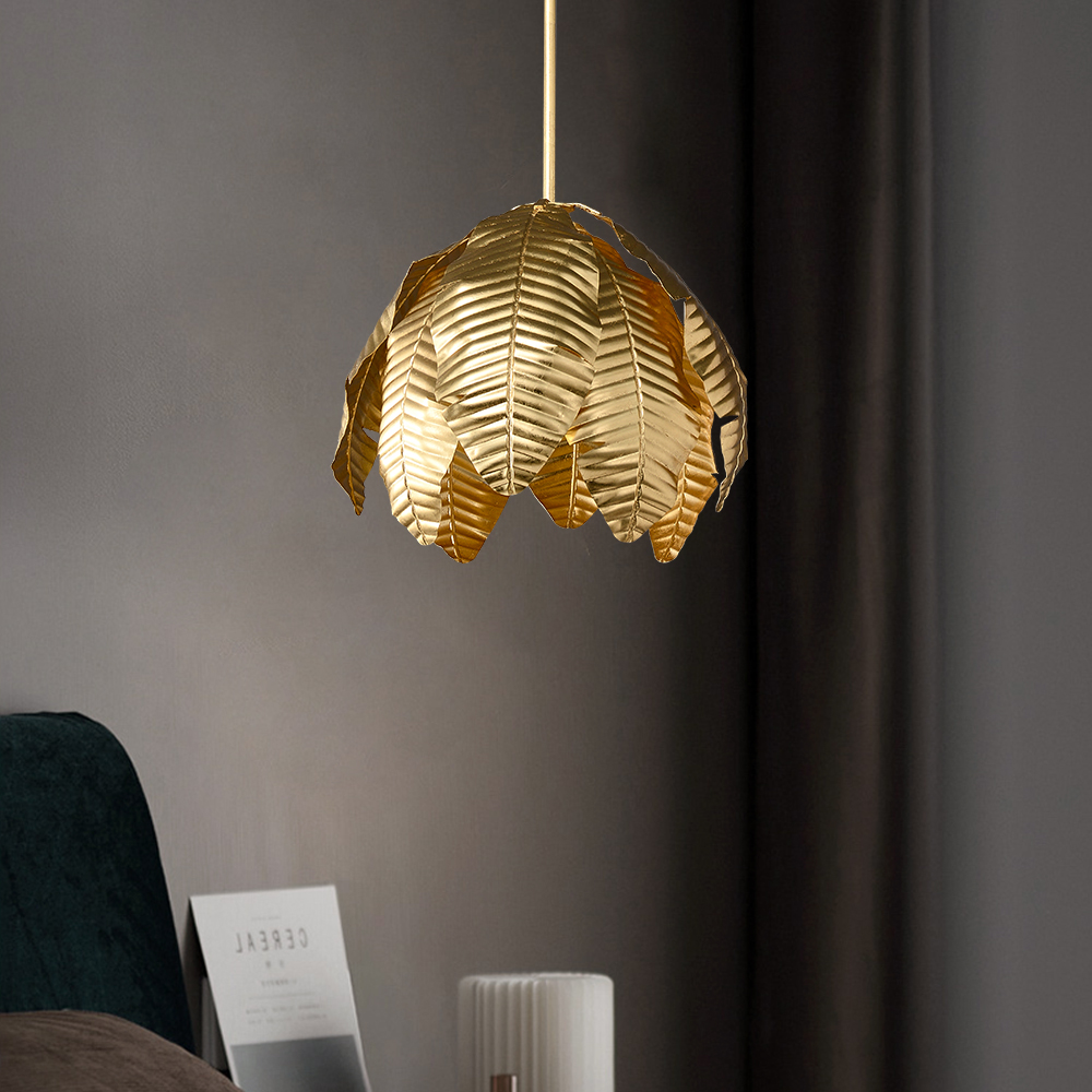 Glam Gold Leaf Chandelier Metal Leaves Pendant Light Lamp Fixture ...
