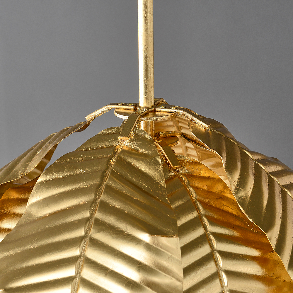 Glam Gold Leaf Chandelier Metal Leaves Pendant Light Lamp Fixture ...