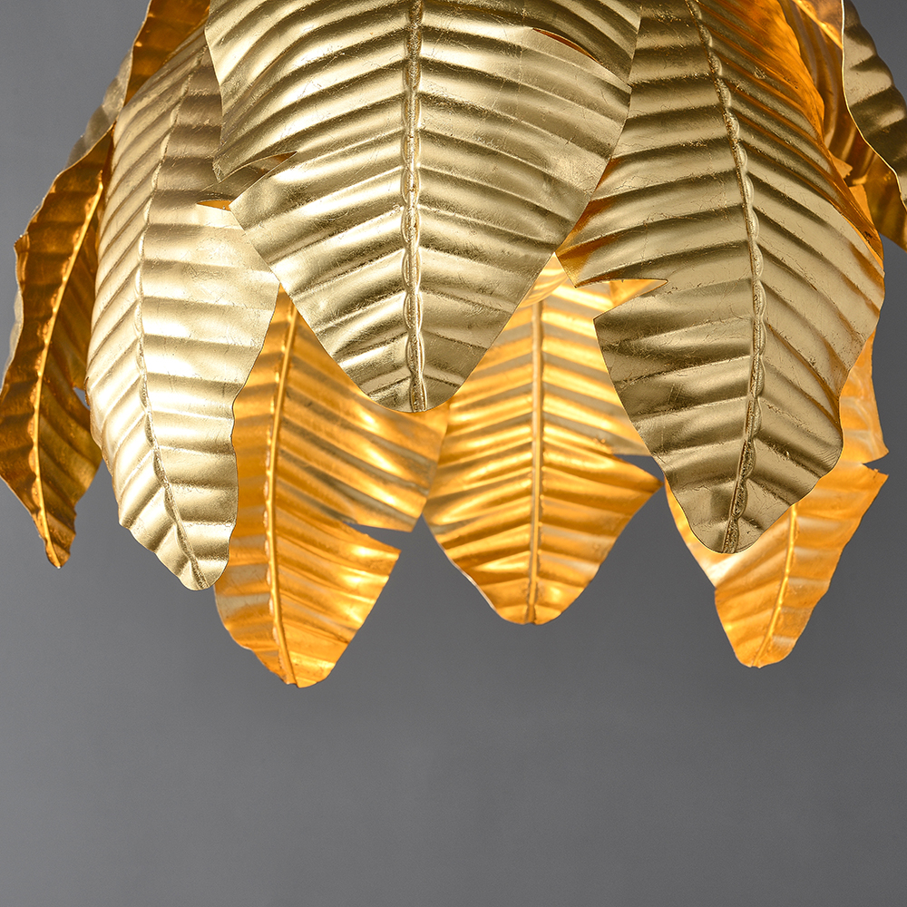 Glam Gold Leaf Chandelier Metal Leaves Pendant Light Lamp Fixture ...