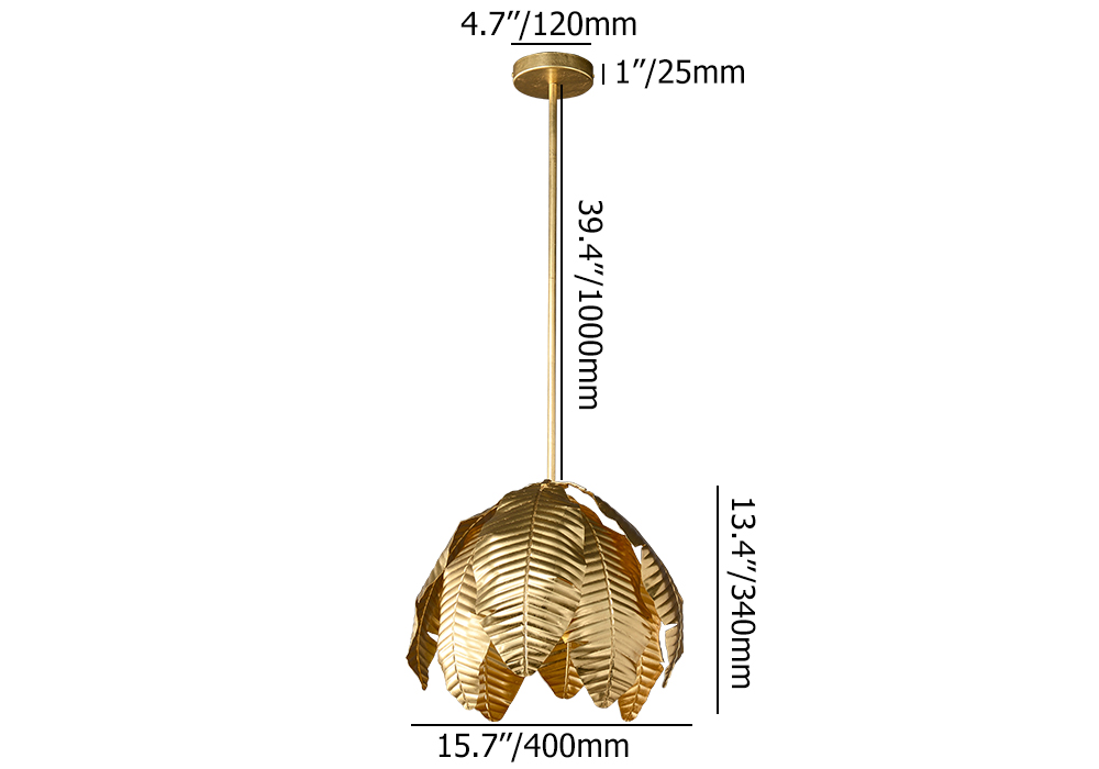Glam Gold Leaf Chandelier Metal Leaves Pendant Light Lamp Fixture ...