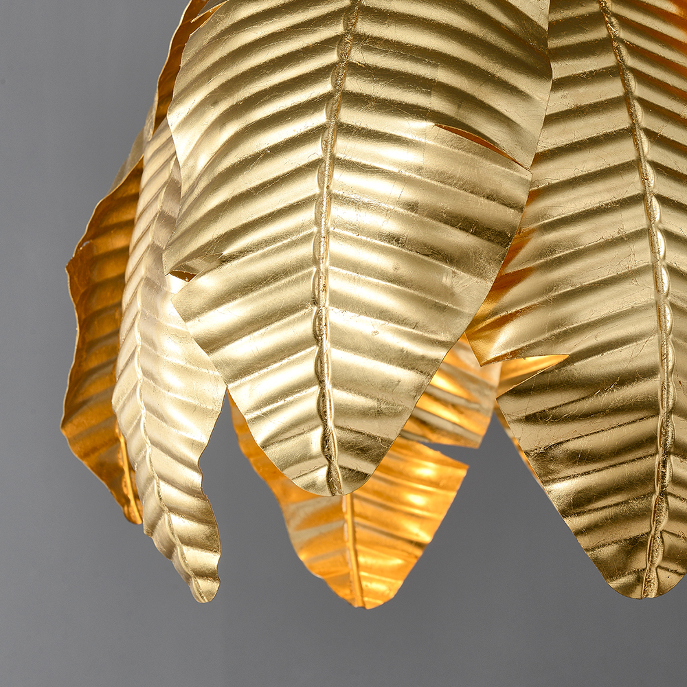 Glam Gold Leaf Chandelier Metal Leaves Pendant Light Lamp Fixture ...