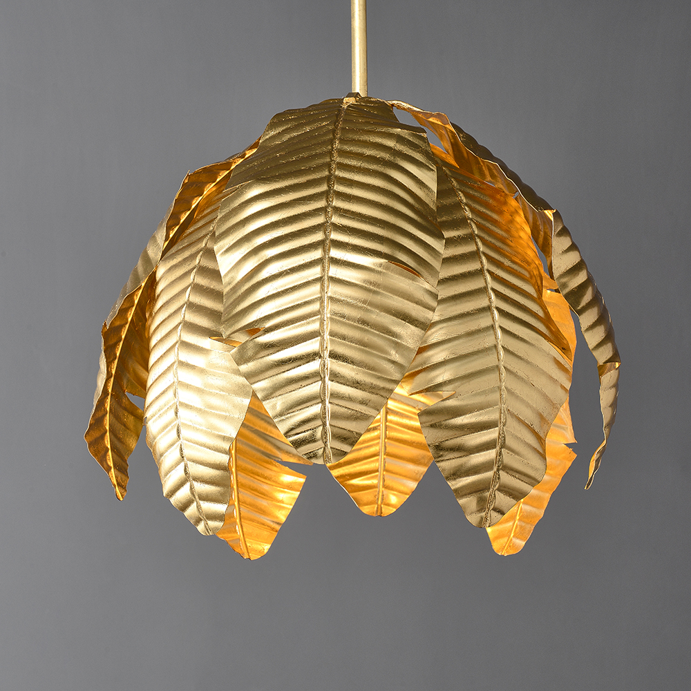 Glam Gold Leaf Chandelier Metal Leaves Pendant Light Lamp Fixture ...