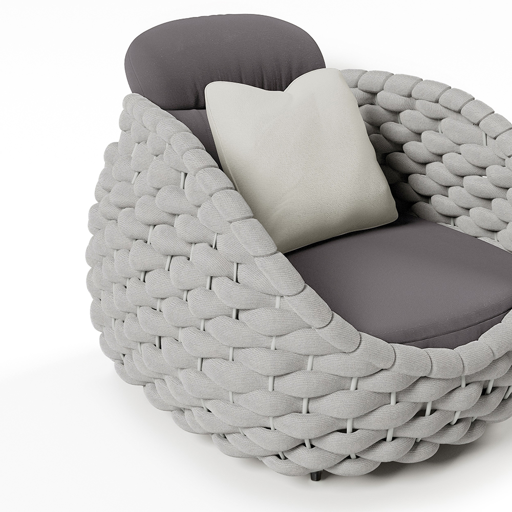 Tatta Modern Outdoor Chair Woven Textilene Rope Armchair with Removable ...