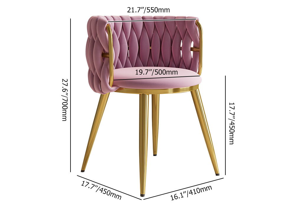 Nordic Pink Barrel Back Dining Chair Round Accent Chair with Velvet ...