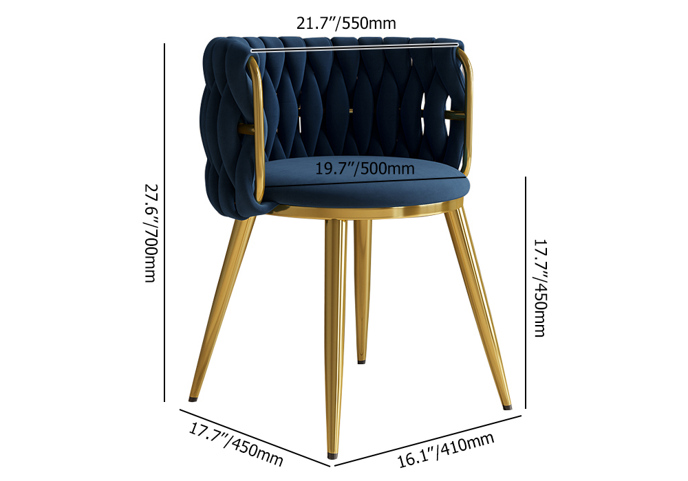 Nordic Blue Barrel Back Dining Chair Round Accent Chair with Velvet ...