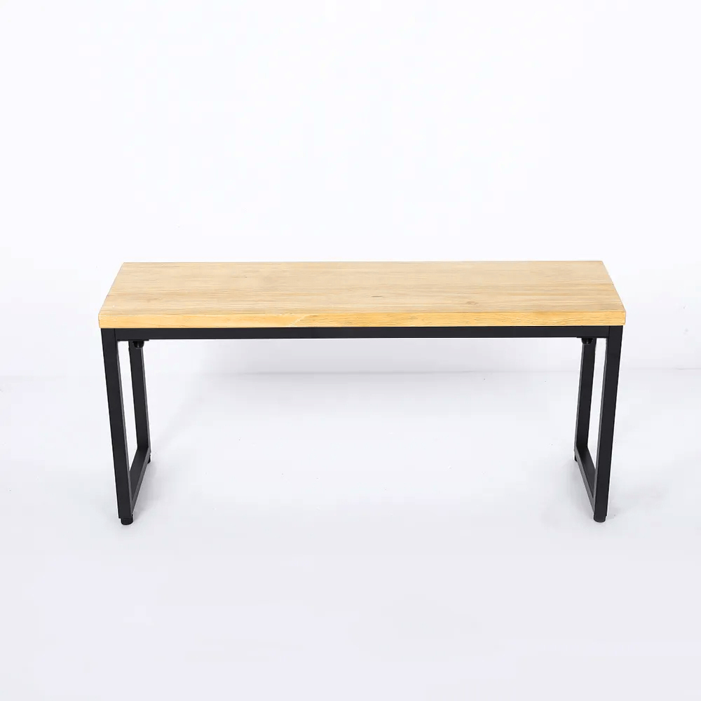 39.4" Rustic Entryway Bench Wood Bench with Metal Legs Natural Bench