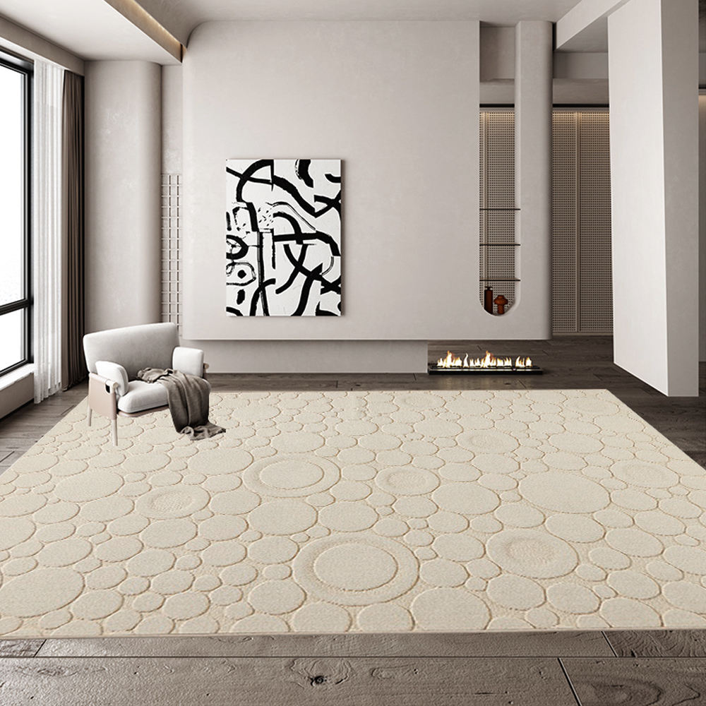 3' x 5' Modern Cream Textured Area Rug Embossed Bubble Rug For Living ...